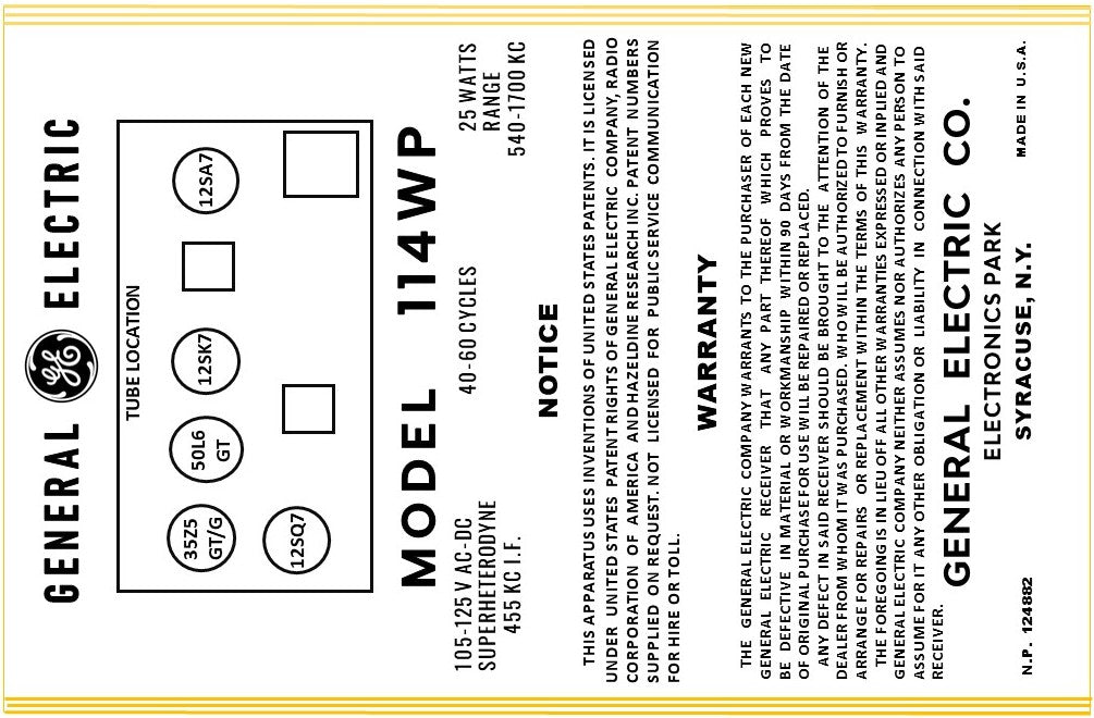 GE-114WP | Antique, Retro, Vintage Tube Radios & Bluetooth | Retro Radio Shop