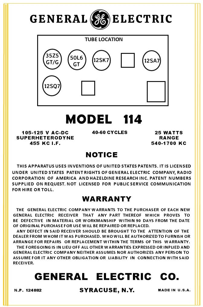 GE-114 | Antique, Retro, Vintage Tube Radios & Bluetooth | Retro Radio Shop