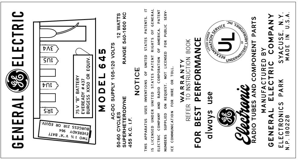 GE-645 | Antique, Retro, Vintage Tube Radios & Bluetooth | Retro Radio Shop