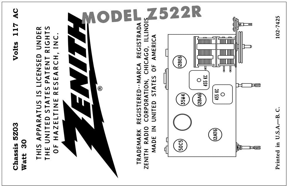 ZENITH-Z522R | Antique, Retro, Vintage Tube Radios & Bluetooth | Retro Radio Shop