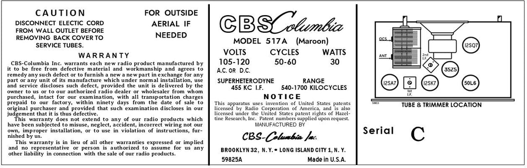 CBS-COLUMBIA-517A - Retro Radio Shop