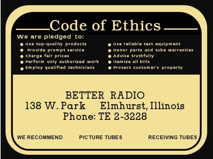 CODE-OF-ETHICS-LABEL | Antique, Retro, Vintage Tube Radios & Bluetooth ...