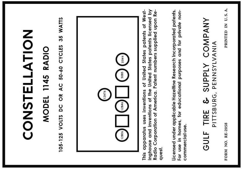 CONSTELLATION-1145 | Antique, Retro, Vintage Tube Radios & Bluetooth ...