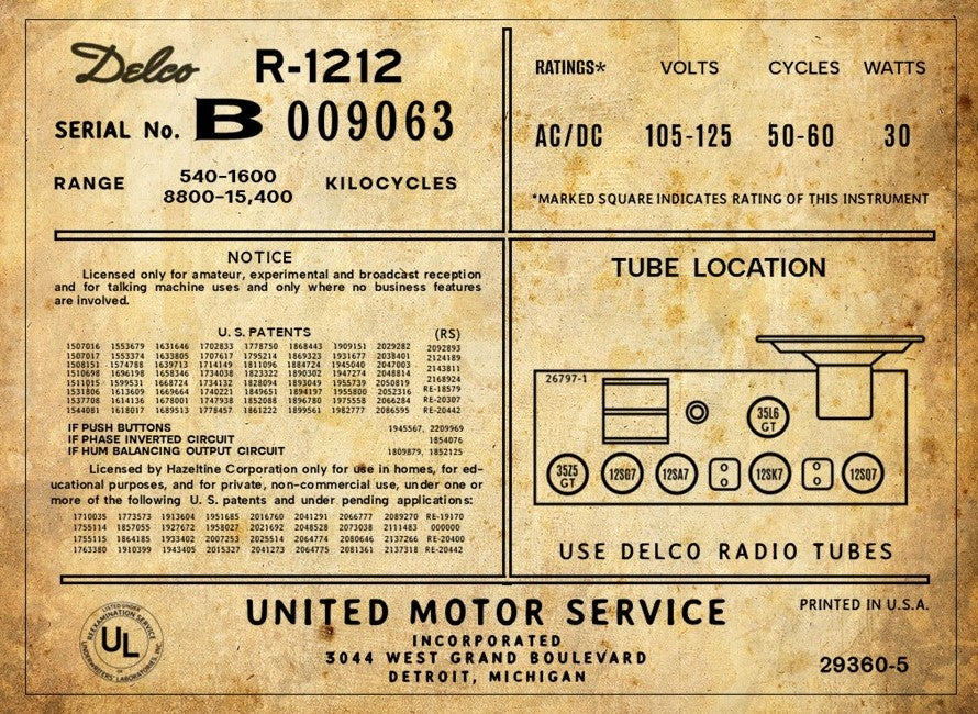 DELCO-R1212-stained | Antique, Retro, Vintage Tube Radios & Bluetooth ...