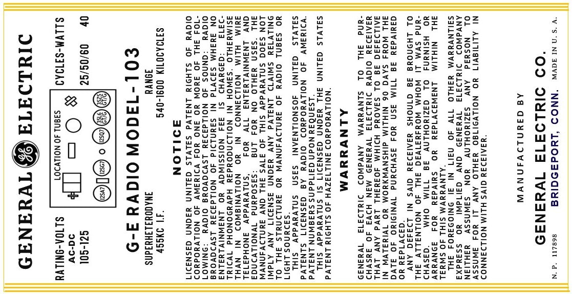 GE-103 | Antique, Retro, Vintage Tube Radios & Bluetooth | Retro Radio Shop