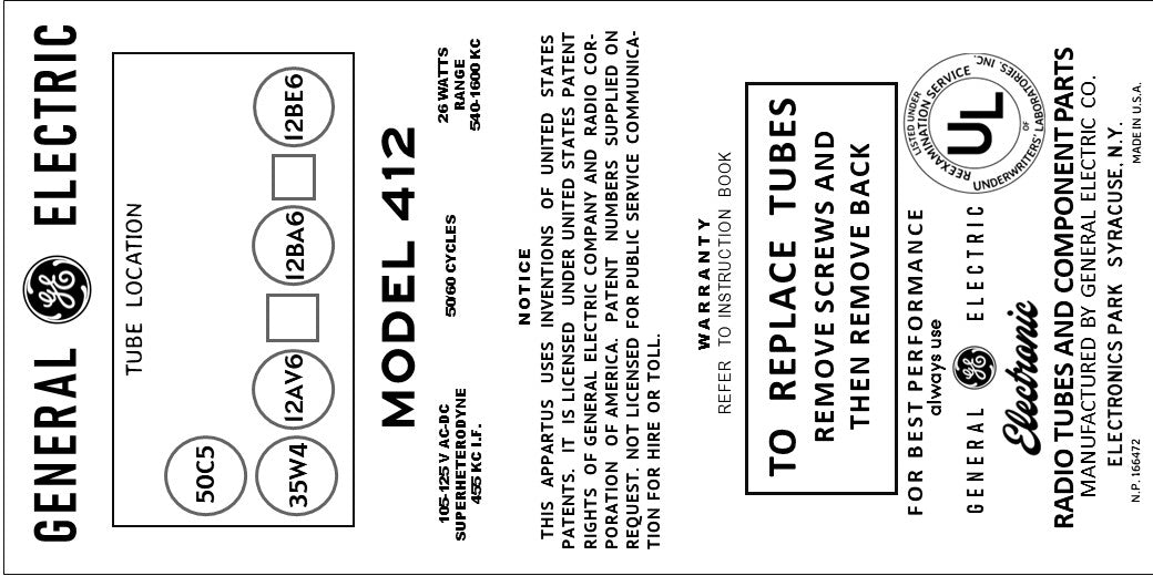 GE-412 | Antique, Retro, Vintage Tube Radios & Bluetooth | Retro Radio Shop