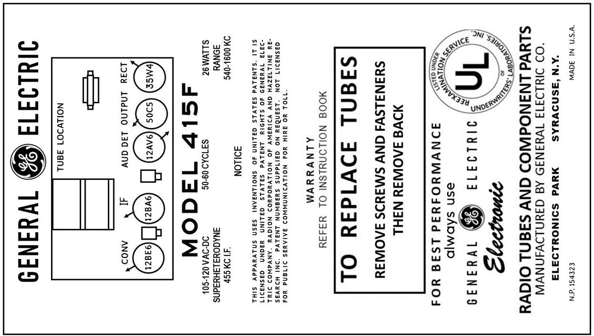 GE-415F | Antique, Retro, Vintage Tube Radios & Bluetooth | Retro Radio ...