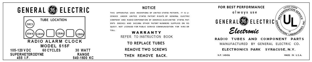 GE-515F | Antique, Retro, Vintage Tube Radios & Bluetooth | Retro Radio ...