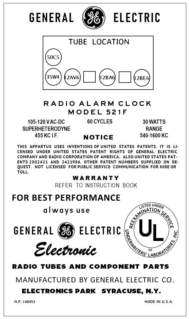 GE-521F | Antique, Retro, Vintage Tube Radios & Bluetooth | Retro Radio ...