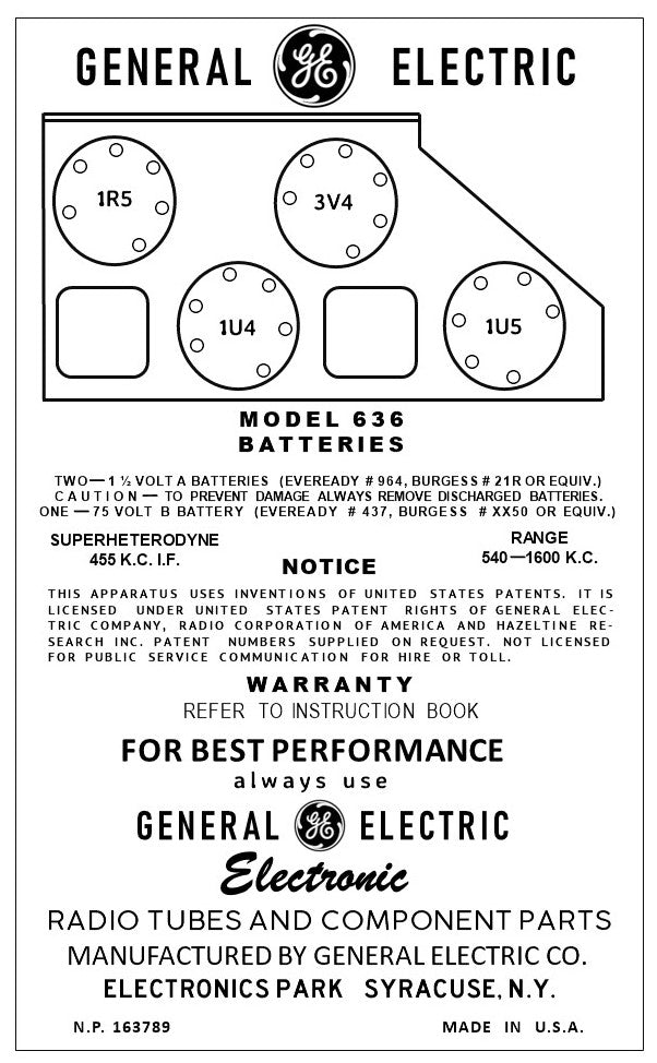 GE-636 | Antique, Retro, Vintage Tube Radios & Bluetooth | Retro Radio Shop