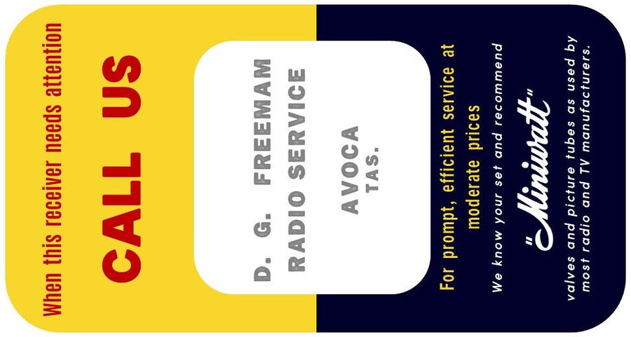 MINIWATT-SERVICE-LABEL-FREEMAN | Antique, Retro, Vintage Tube Radios ...