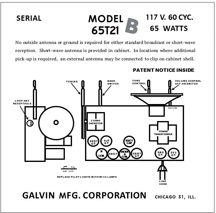 MOTOROLA-GALVIN-65T21B_CH-HS67 | Antique, Retro, Vintage Tube Radios ...