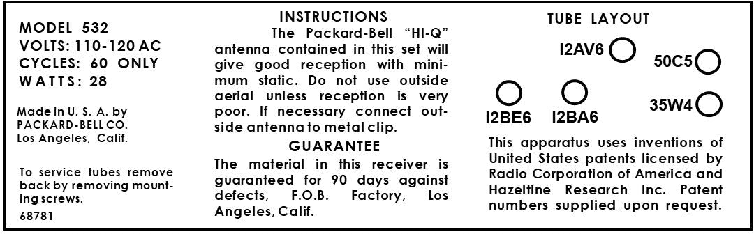 PACKARD-BELL-532 | Antique, Retro, Vintage Tube Radios & Bluetooth ...