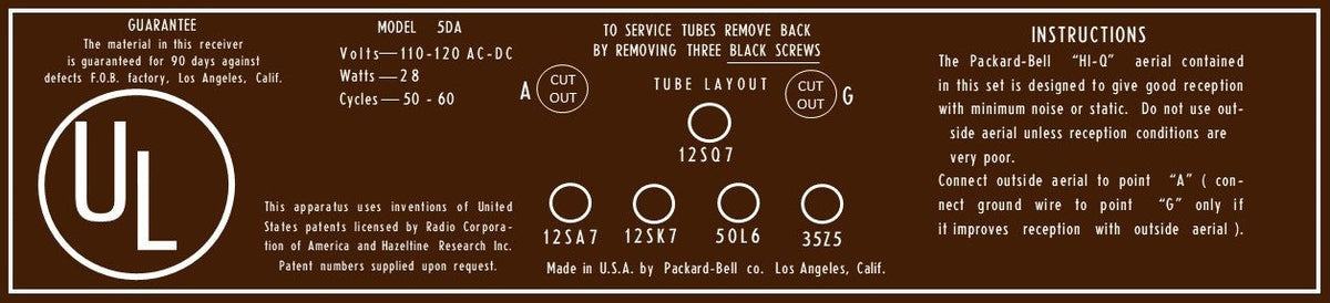 PACKARD-BELL-5DA | Antique, Retro, Vintage Tube Radios & Bluetooth ...