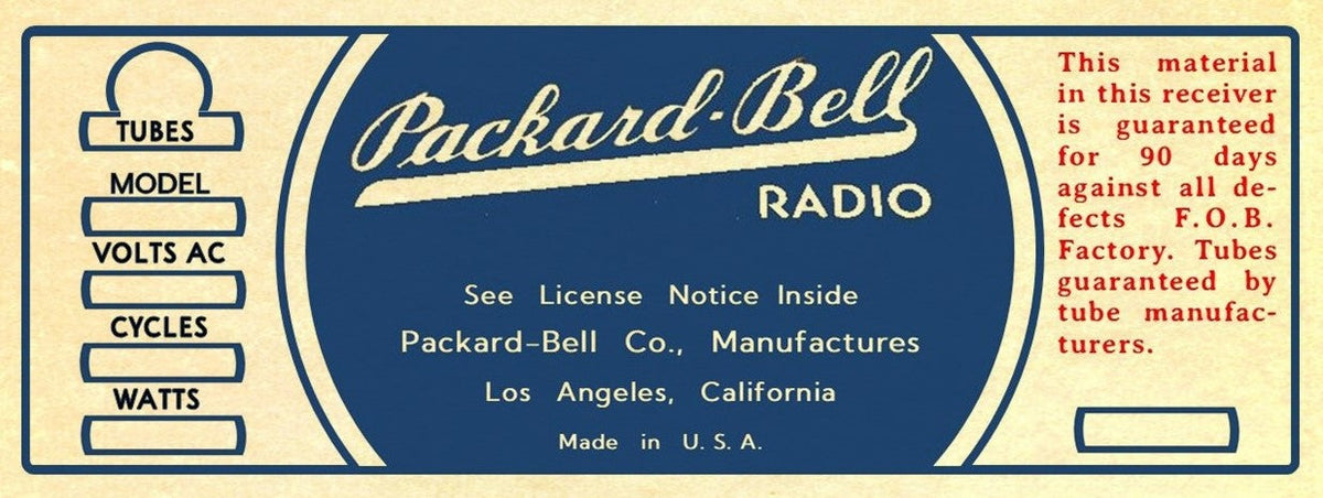 PACKARD-BELL-BLANK | Antique, Retro, Vintage Tube Radios & Bluetooth ...