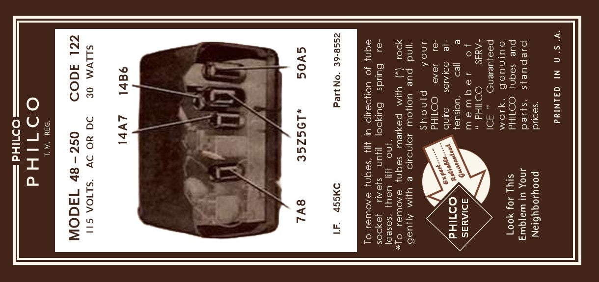 PHILCO-48-250-122 | Antique, Retro, Vintage Tube Radios & Bluetooth ...