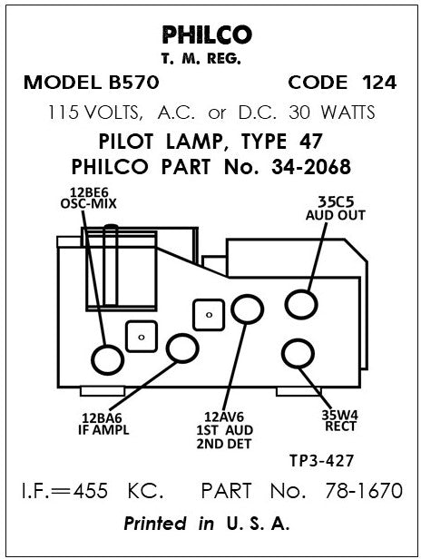 PHILCO-B570-124 | Antique, Retro, Vintage Tube Radios & Bluetooth ...