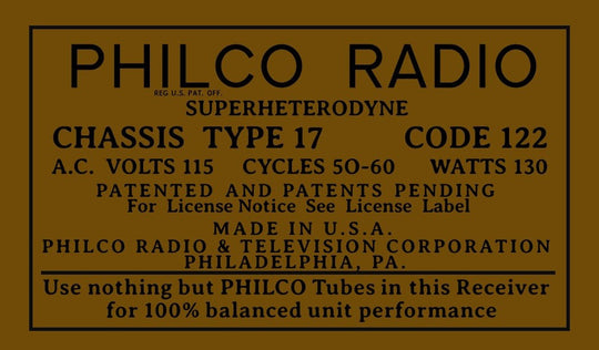 PHILCO-CHASSIS-TYPE-17 | Antique, Retro, Vintage Tube Radios ...