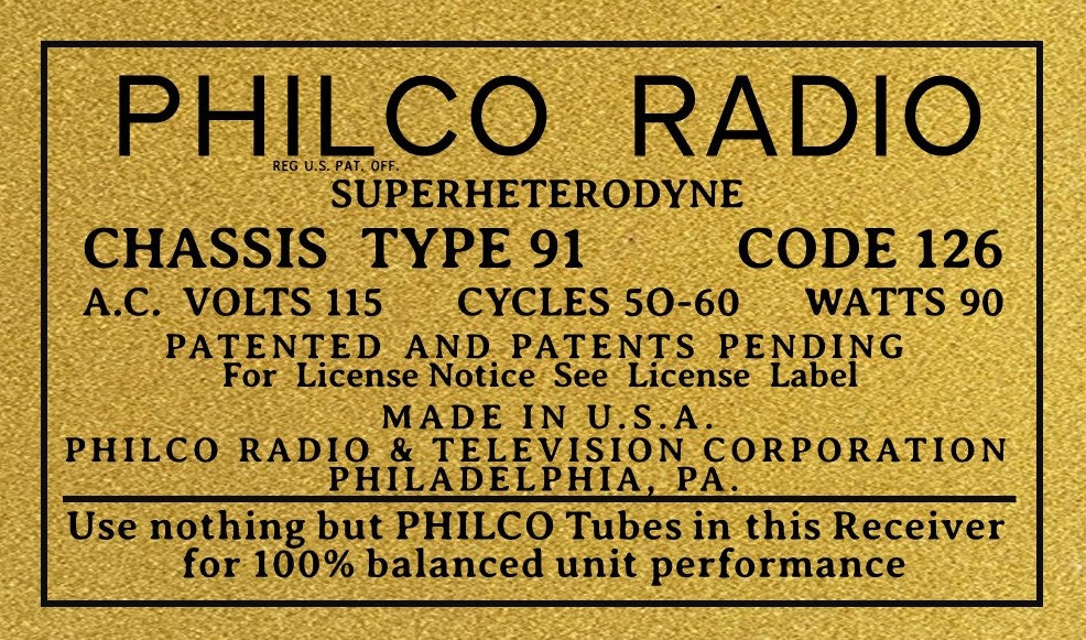 PHILCO-CHASSIS-TYPE-91 - Retro Radio Shop