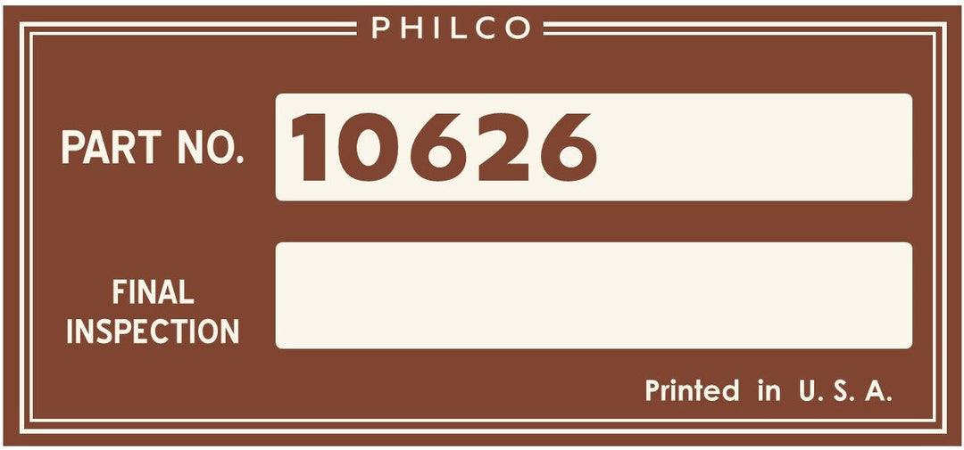 PHILCO-INSPECTION-LABEL-10626 - Retro Radio Shop