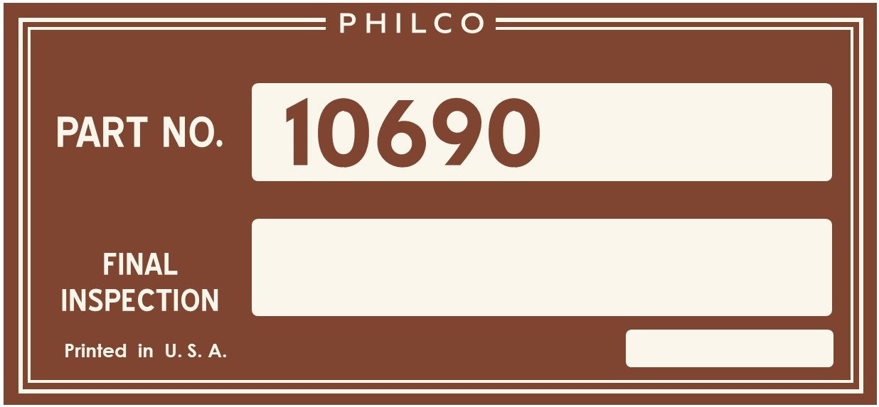 PHILCO-INSPECTION-LABEL-10690 - Retro Radio Shop