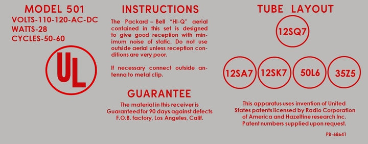 Packard-Bell-501 | Antique, Retro, Vintage Tube Radios & Bluetooth ...