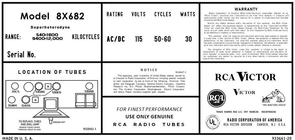 RCA-8X682 | Antique, Retro, Vintage Tube Radios & Bluetooth | Retro ...