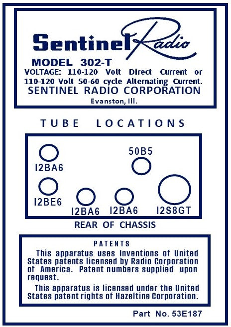 SENTINEL-302-T | Antique, Retro, Vintage Tube Radios & Bluetooth ...