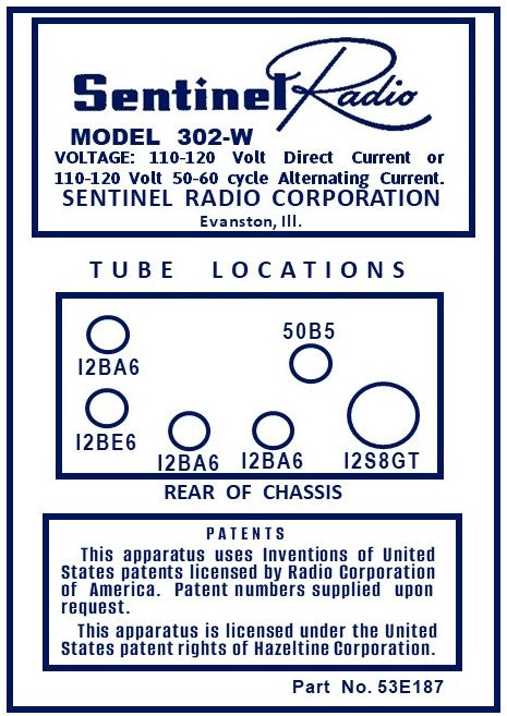SENTINEL-302-W | Antique, Retro, Vintage Tube Radios & Bluetooth ...