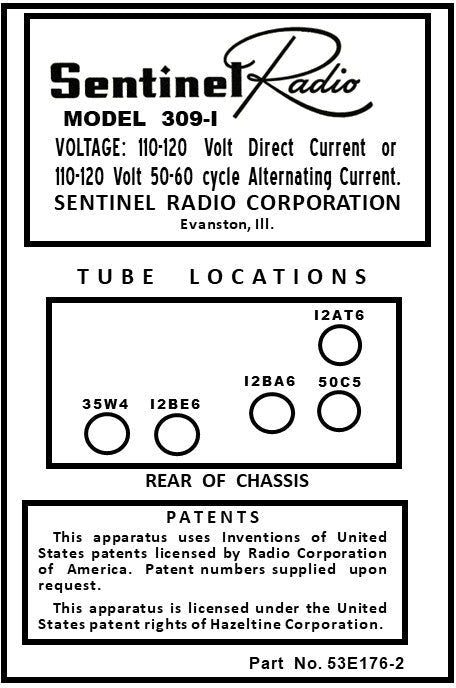 SENTINEL-309-I | Antique, Retro, Vintage Tube Radios & Bluetooth ...