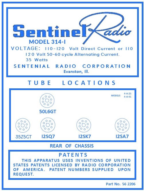 SENTINEL-314-I | Antique, Retro, Vintage Tube Radios & Bluetooth ...
