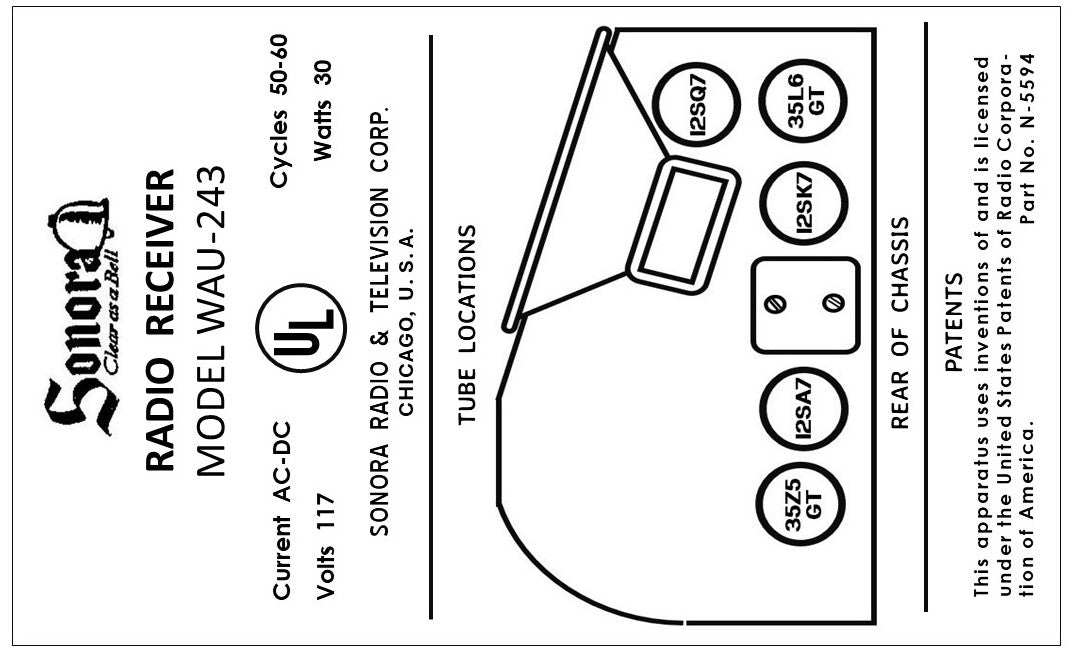 SONORA-WAU-243 | Antique, Retro, Vintage Tube Radios & Bluetooth ...