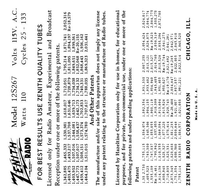 ZENITH-12S267 | Antique, Retro, Vintage Tube Radios & Bluetooth | Retro ...