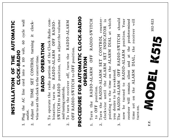 ZENITH-5K03-CLOCK-INSTRUCTIONS-K515 | Antique, Retro, Vintage Tube ...