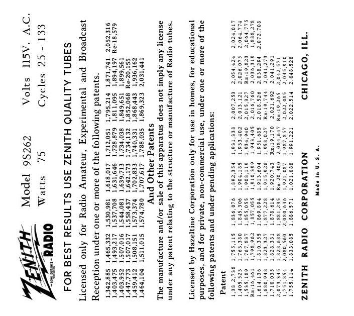 ZENITH-9S262 | Antique, Retro, Vintage Tube Radios & Bluetooth | Retro ...