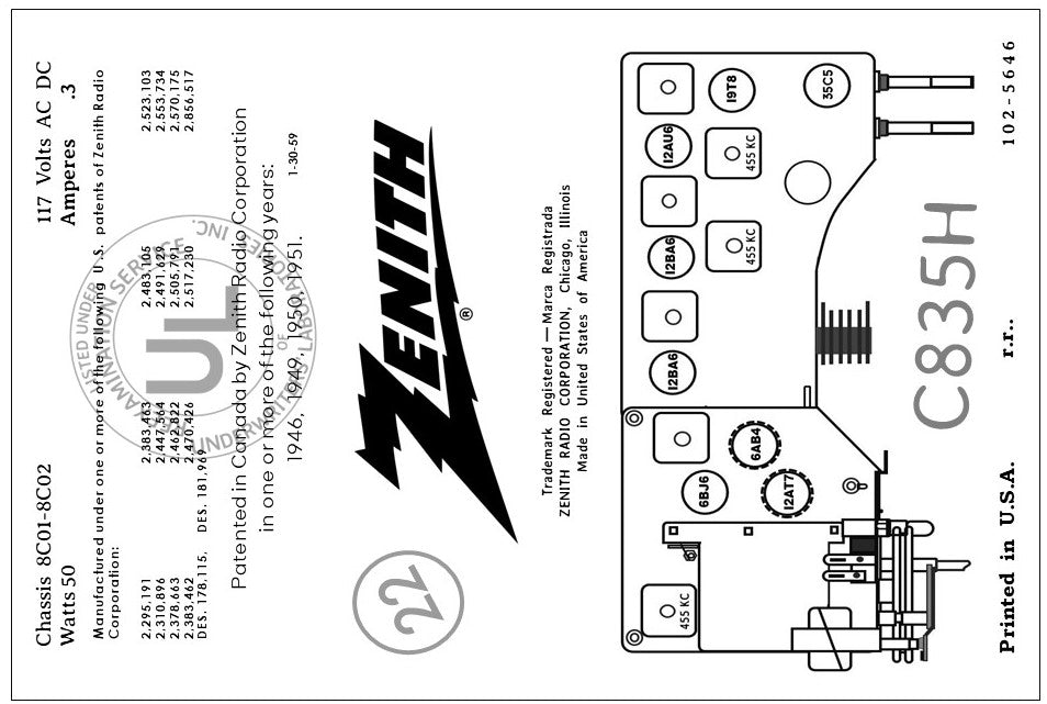 ZENITH-C835H | Antique, Retro, Vintage Tube Radios & Bluetooth | Retro ...