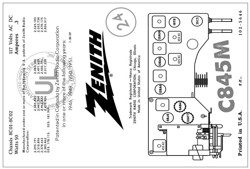 ZENITH-C845M | Antique, Retro, Vintage Tube Radios & Bluetooth | Retro ...