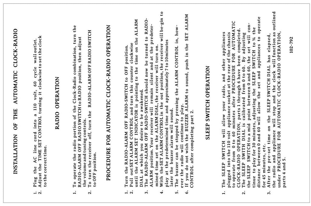 ZENITH-CLOCK-INSTRUCTIONS | Antique, Retro, Vintage Tube Radios ...