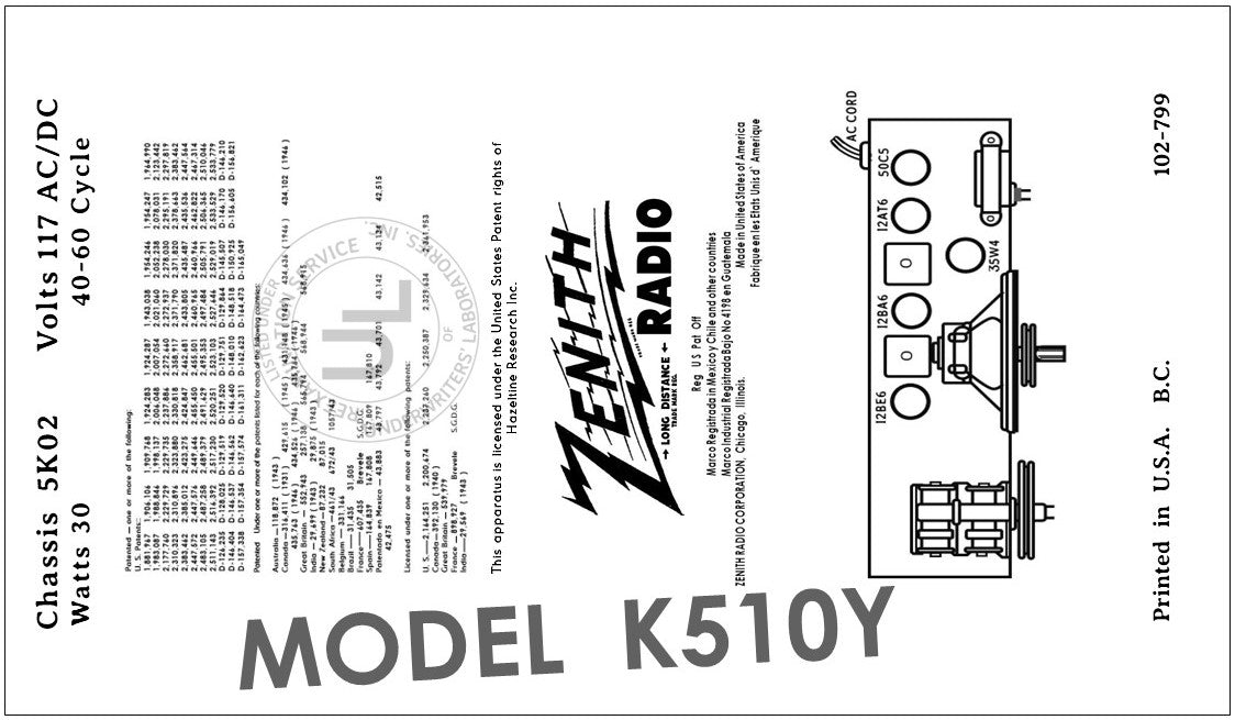 ZENITH-K510Y | Antique, Retro, Vintage Tube Radios & Bluetooth | Retro ...