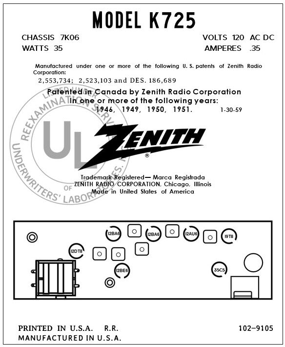 ZENITH-K725 | Antique, Retro, Vintage Tube Radios & Bluetooth | Retro Radio Shop