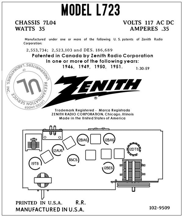 ZENITH-L723 | Antique, Retro, Vintage Tube Radios & Bluetooth | Retro ...