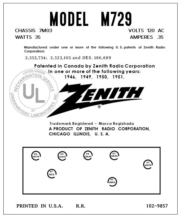 ZENITH-M729 | Antique, Retro, Vintage Tube Radios & Bluetooth | Retro ...